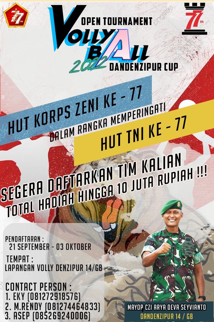 HUT TNI Ke - 77 Denzipur 14/GB Gelar Turnamen Volly Ball - Mata Dian